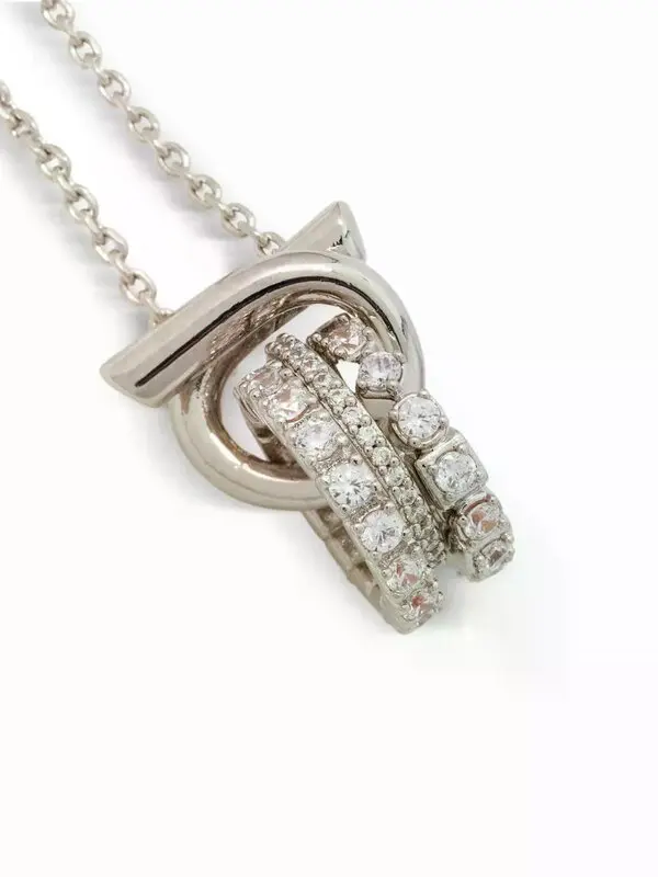 FERRAGAMO Gancini Pendant Necklace With Crystal Rings