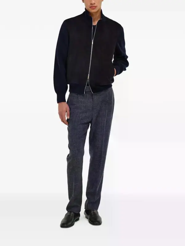 FERRAGAMO Suede Blouson With Knitted Details