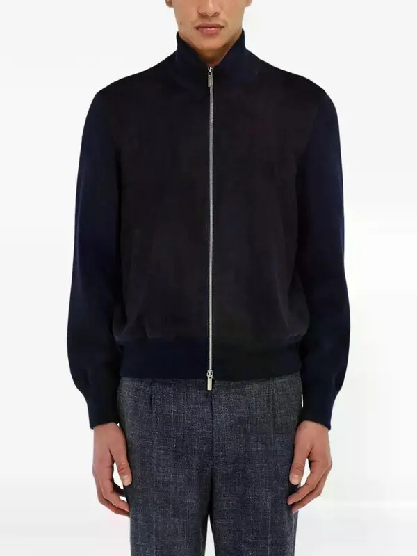 FERRAGAMO Suede Blouson With Knitted Details