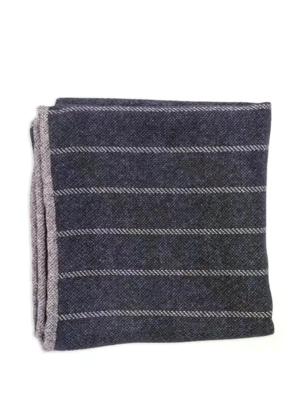 Brunello Cucinelli Pinstriped Silk Pocket Square - Blue