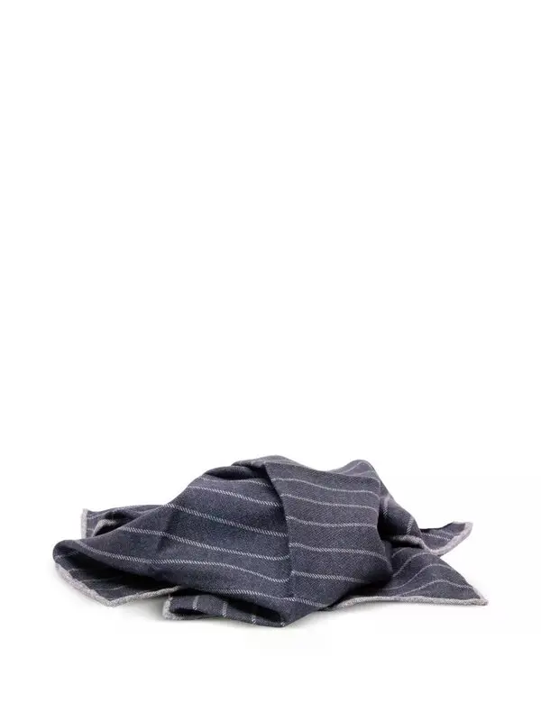 Brunello Cucinelli Pinstriped Silk Pocket Square - Blue