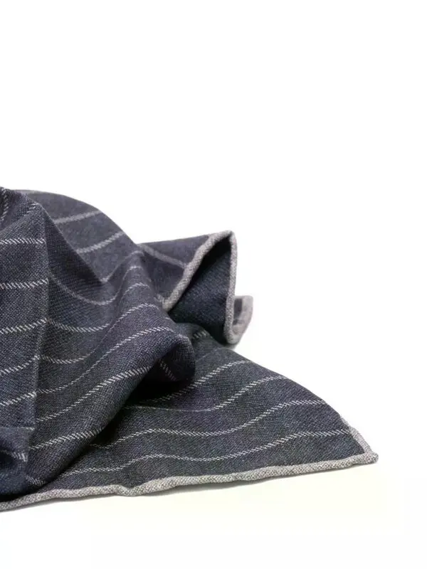 Brunello Cucinelli Pinstriped Silk Pocket Square - Blue