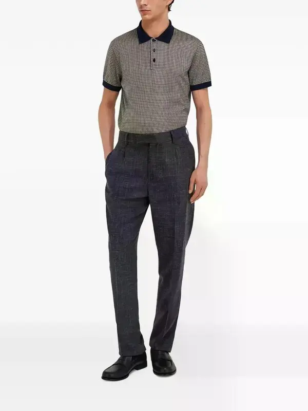 FERRAGAMO Short-sleeve Micro-check Polo
