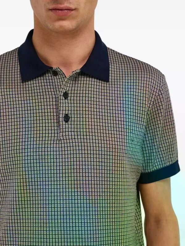 FERRAGAMO Short Sleeve Micro Check Polo