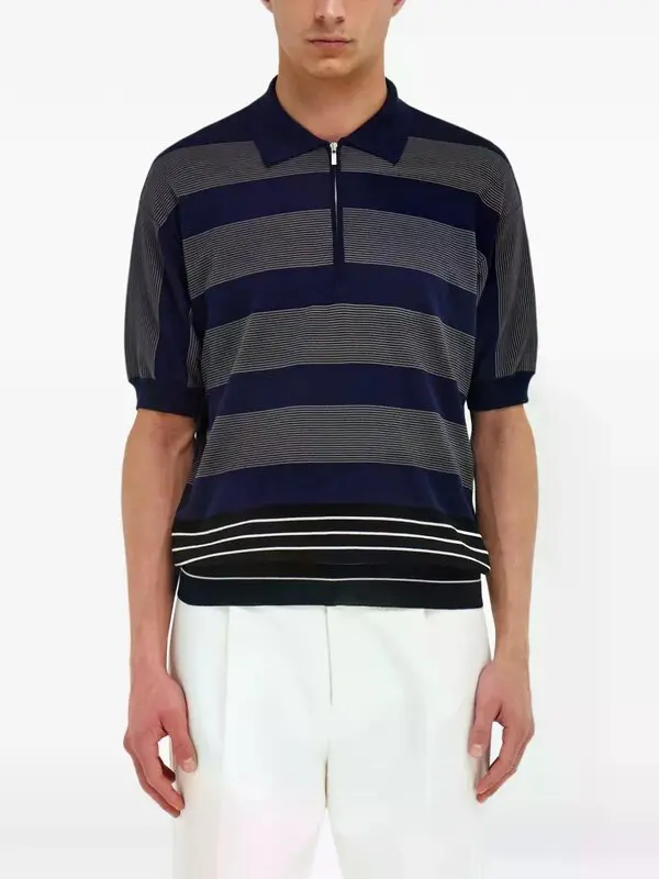 FERRAGAMO Polo Shirt With Zip Collar - Blue