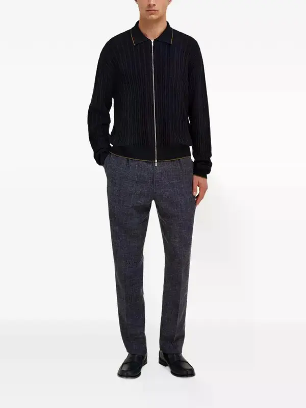 FERRAGAMO Cotton And Silk Blend Cable Knit Zip Cardigan