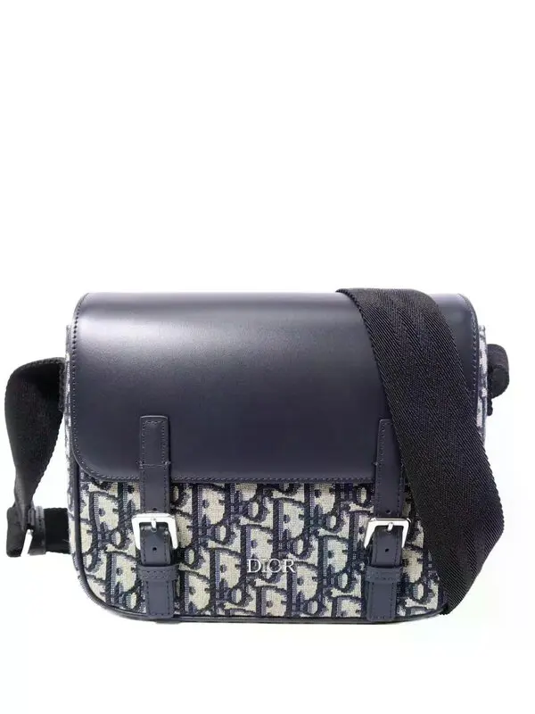Dior Oblique Logo-plaque Messenger Bag - Blue