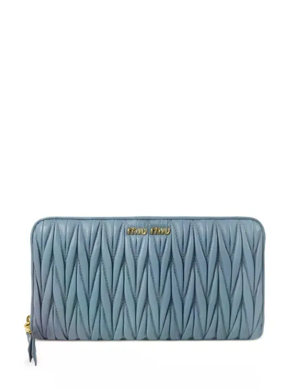 Miu Miu Matelassé Leather Wallet - Blue