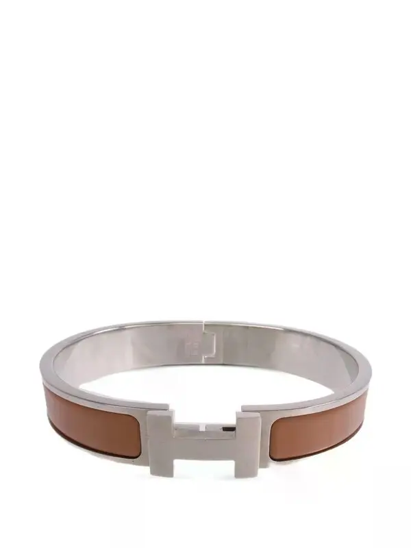 Hermès Enamel H-shaped Turn-lock Bracelet - Silver
