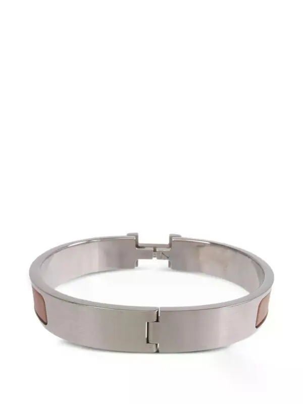 Hermès Enamel H-shaped Turn-lock Bracelet - Silver