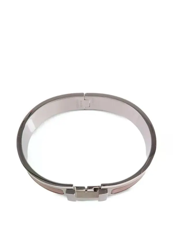 Hermès Enamel H-shaped Turn-lock Bracelet - Silver