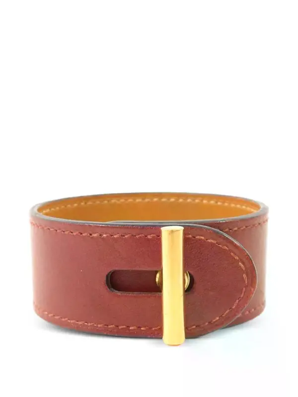 Hermès Red Goatskin Leather Bracelet - Brown