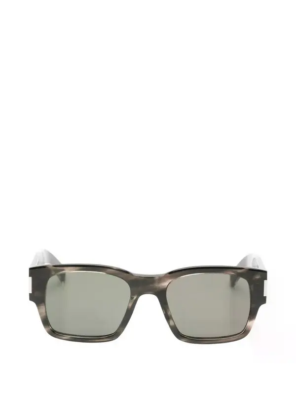 Saint Laurent Square Frame Logo Plaque Sunglasses
