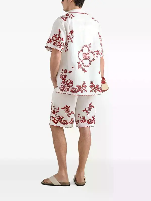 Dolce & Gabbana Embroidered Linen Bermuda Shorts