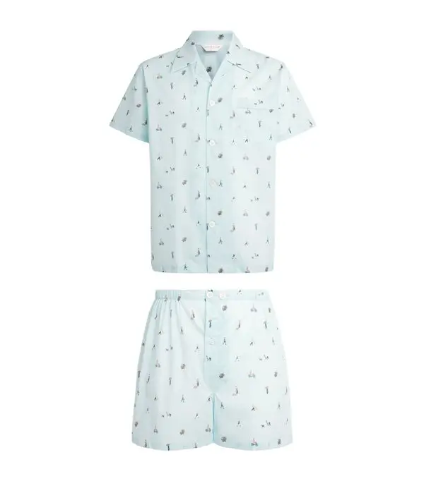 Derek Rose Cotton Ledbury Pyjama Set - Blue