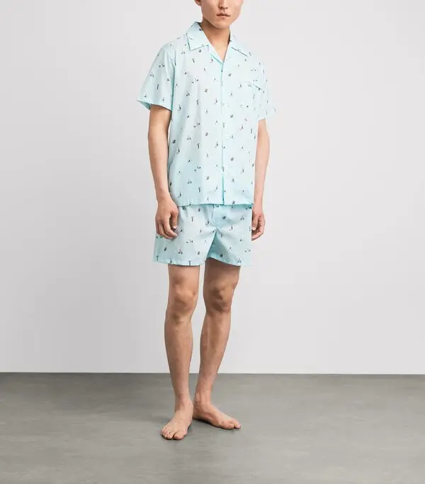 Derek Rose Cotton Ledbury Pyjama Set - Blue