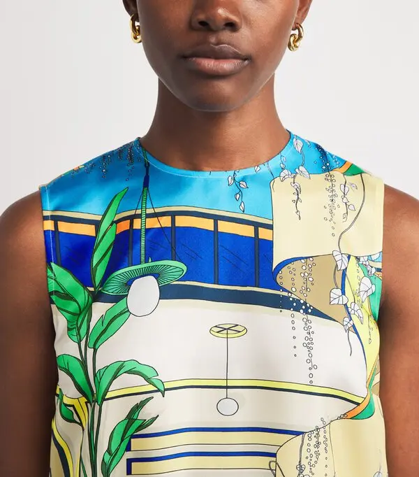 Tory Burch Printed Silk Cape And Top