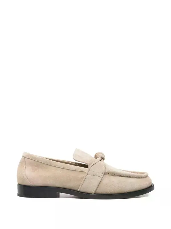 Bottega Veneta Astaire Knotted Loafers In Suede - Neutrals