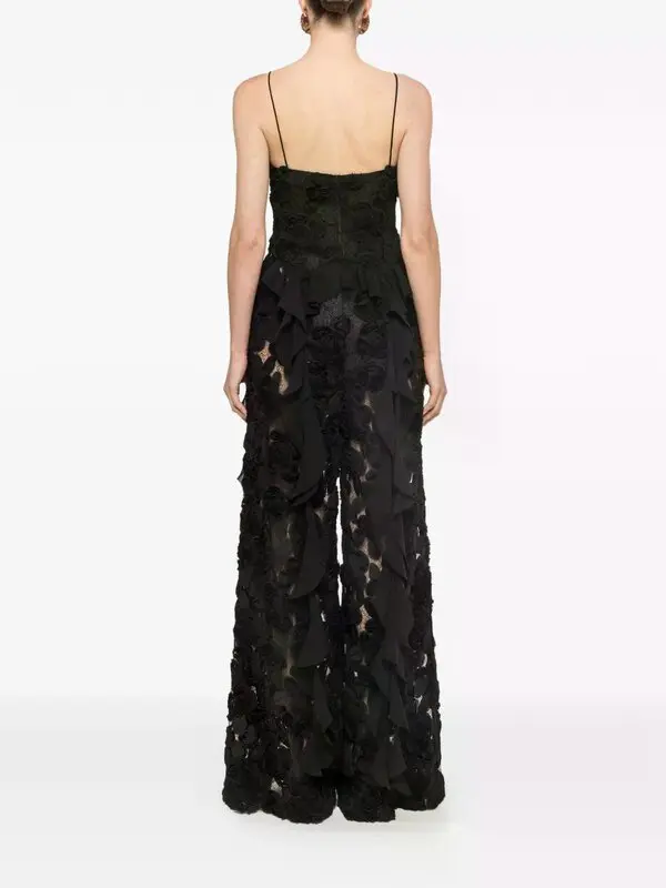 NISSA 3d Floral Embroidered Ruffled Top