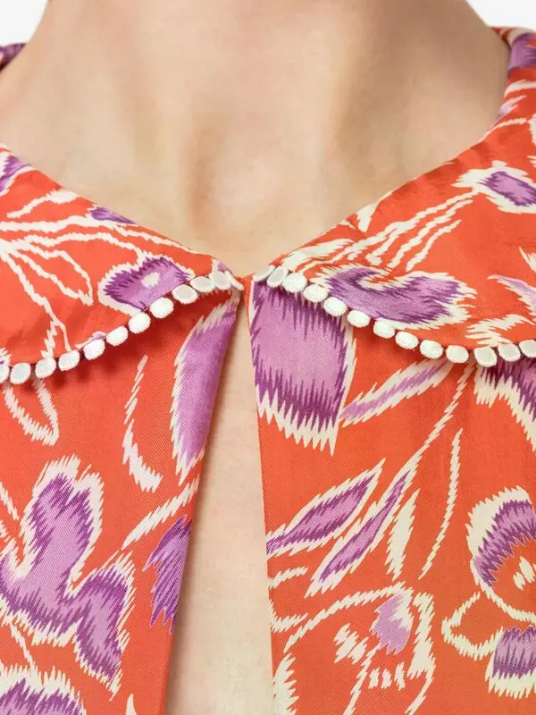 NISSA Floral-print Peter Pan Collar Midi Dress