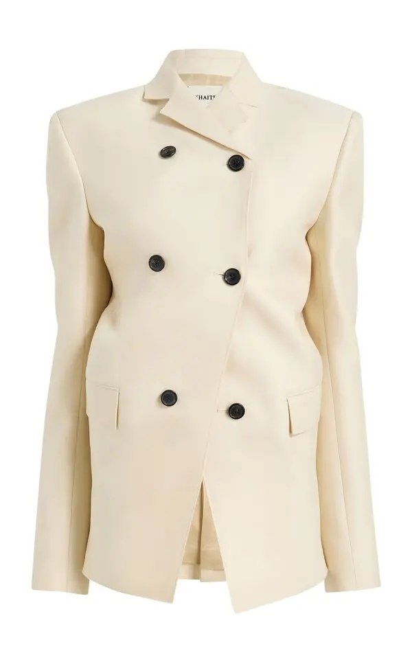 Khaite Rolo Draped Wool-silk Cady Jacket - White