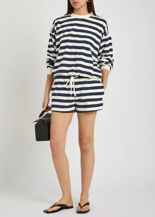 Suzie Kondi Striped Terry Shorts - Navy