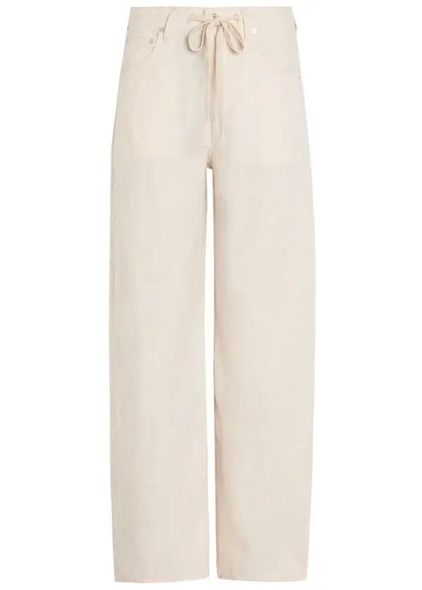 Citizens Of Humanity Brynn Drawstring Linen Wide Leg Trousers - Beige