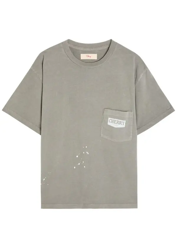 CHERRY LOS ANGELES Chevron Boxy Paint-splatter Cotton T-shirt