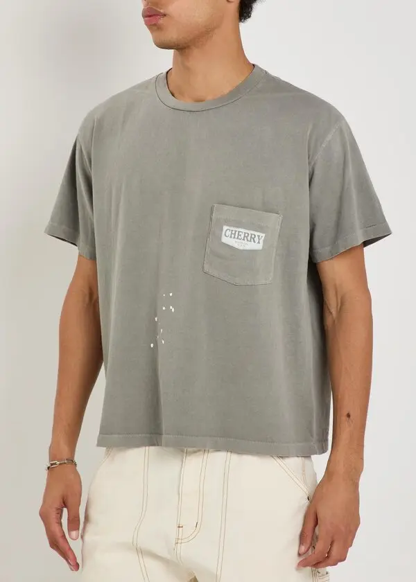 CHERRY LOS ANGELES Chevron Boxy Paint-splatter Cotton T-shirt
