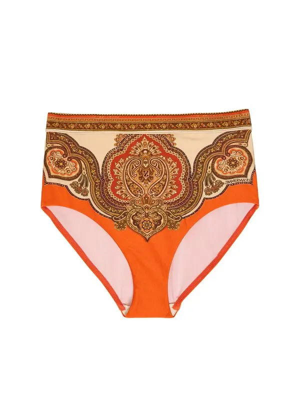 Zimmermann High-rise Printed Bikini Briefs - Orange