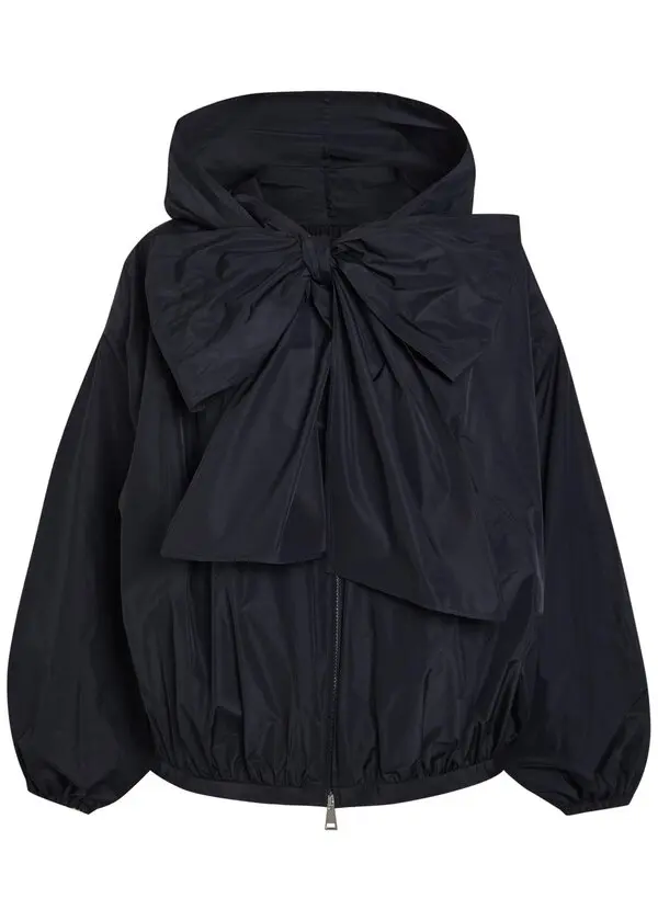 Moncler Pecher Bow-effect Hooded Shell Jacket - Dark Blue