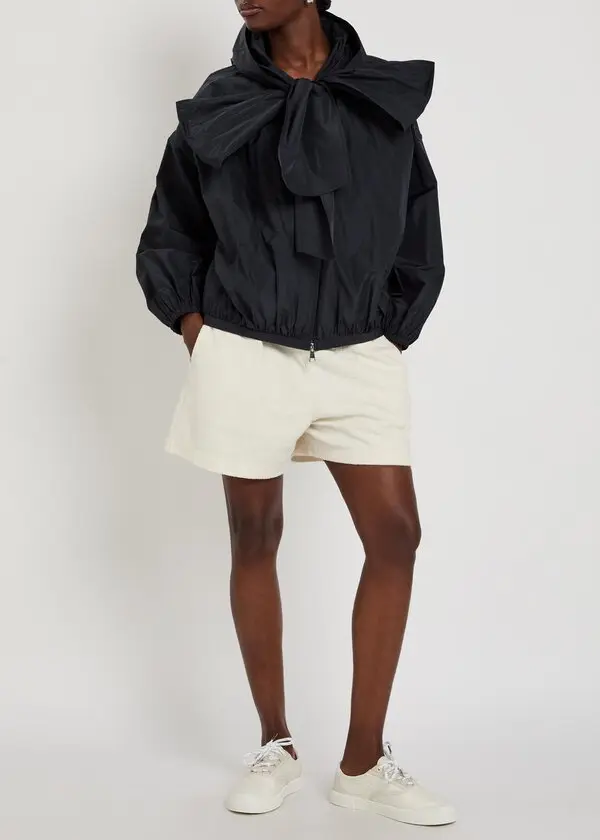 Moncler Pecher Bow-effect Hooded Shell Jacket - Dark Blue