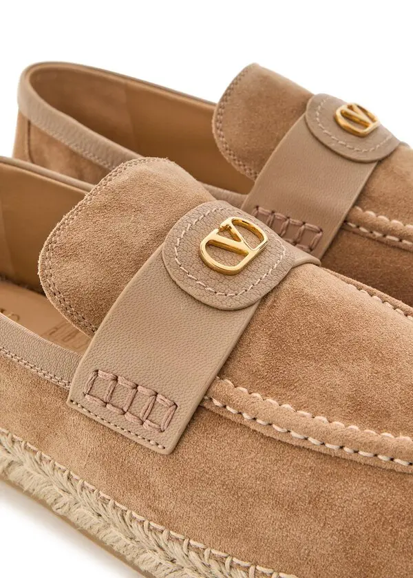 Valentino Garavani Vlogo Suede Espadrille Loafers