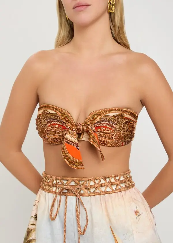 Zimmermann Mahon Patterned Strapless Bikini Top