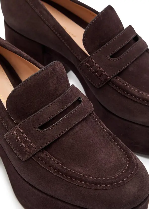 GIANVITO ROSSI Jenna 75 Platform Suede Pumps - Brown