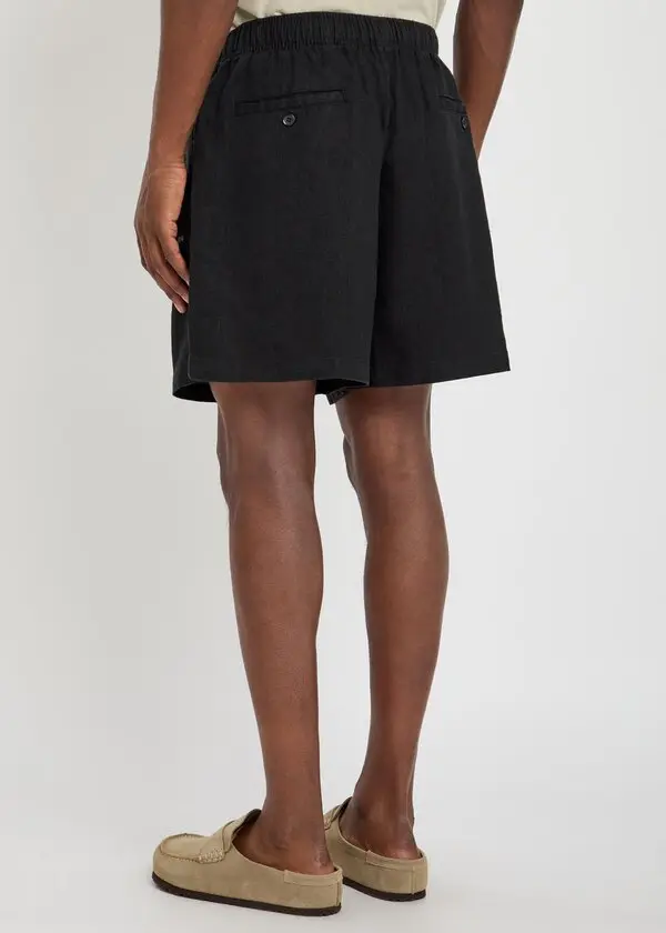 MKI MIYUKI ZOKU Logo Embroidered Linen Swim Shorts