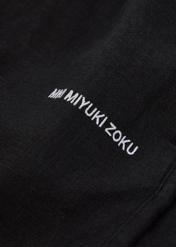MKI MIYUKI ZOKU Logo Embroidered Linen Swim Shorts