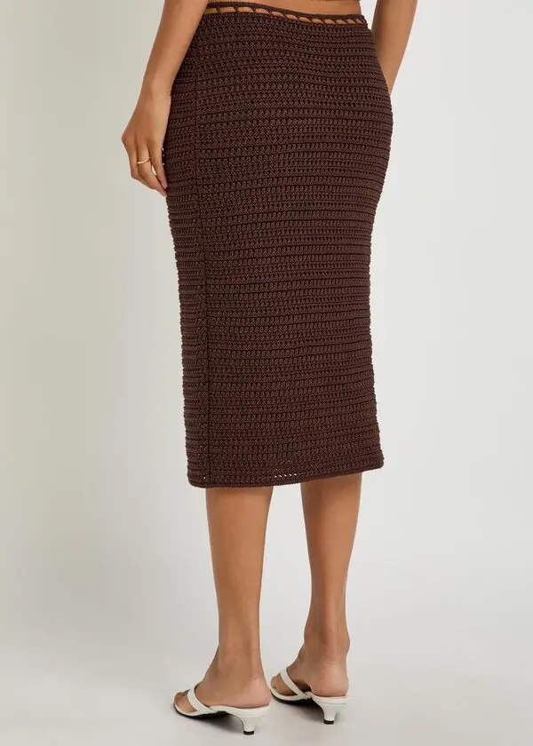 TOD'S Knit Cotton Midi Skirt - Brown