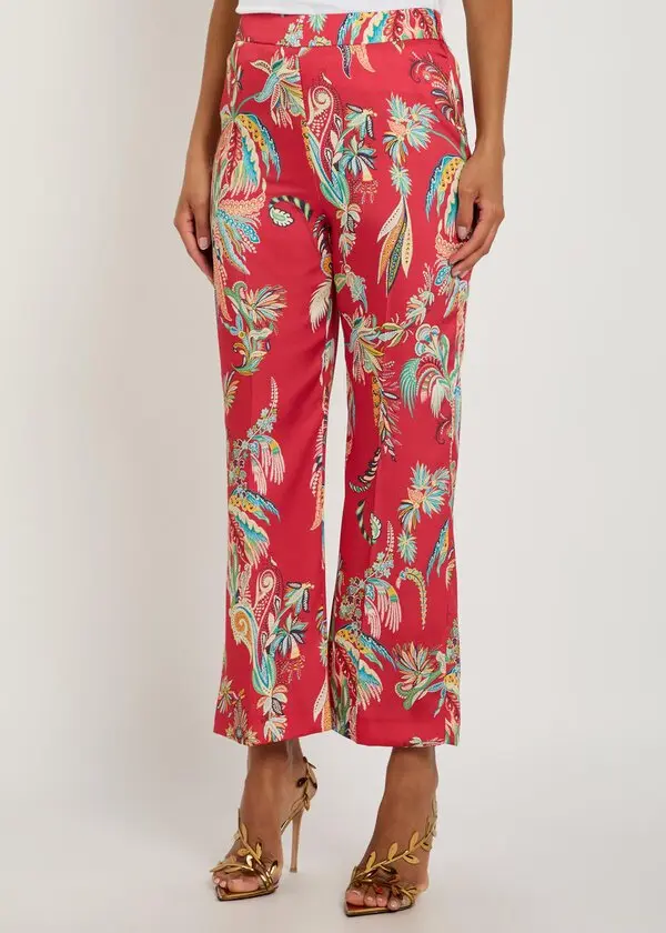 Etro Printed Flared-leg Satin Trousers