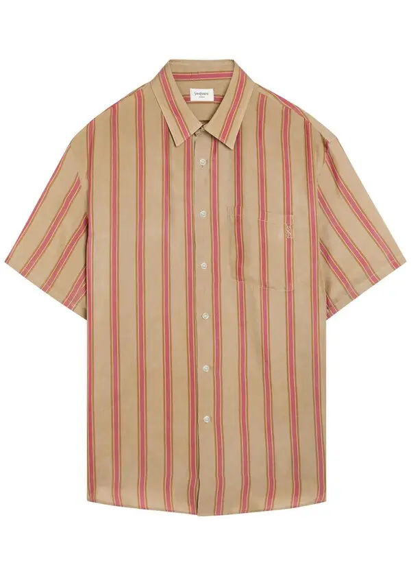 Saint Laurent Striped Satin-twill Shirt - Multicoloured 1