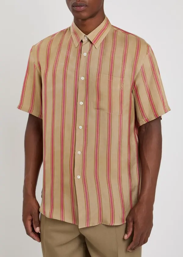Saint Laurent Striped Satin-twill Shirt - Multicoloured 1