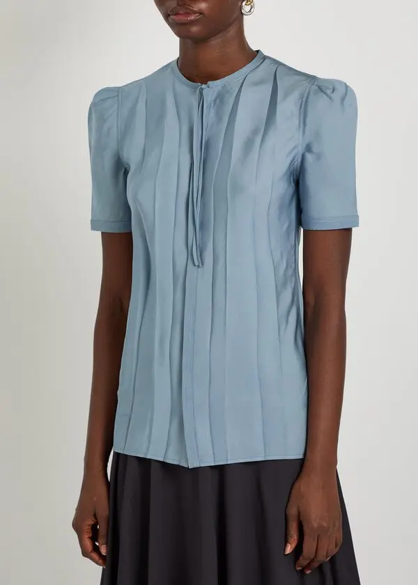 LEMAIRE Creased Satin Shirt With Puff Sleeves