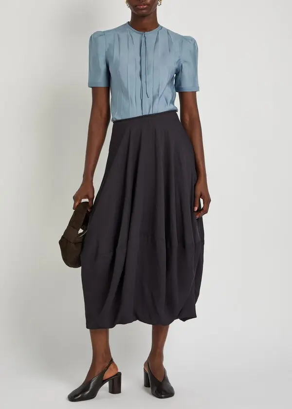 LEMAIRE Creased Satin Shirt With Puff Sleeves