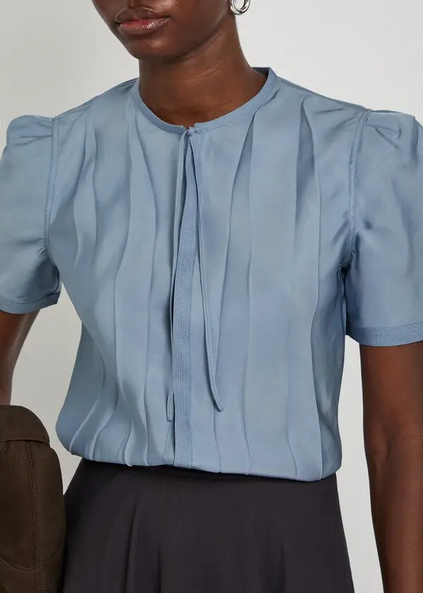 LEMAIRE Creased Satin Shirt With Puff Sleeves