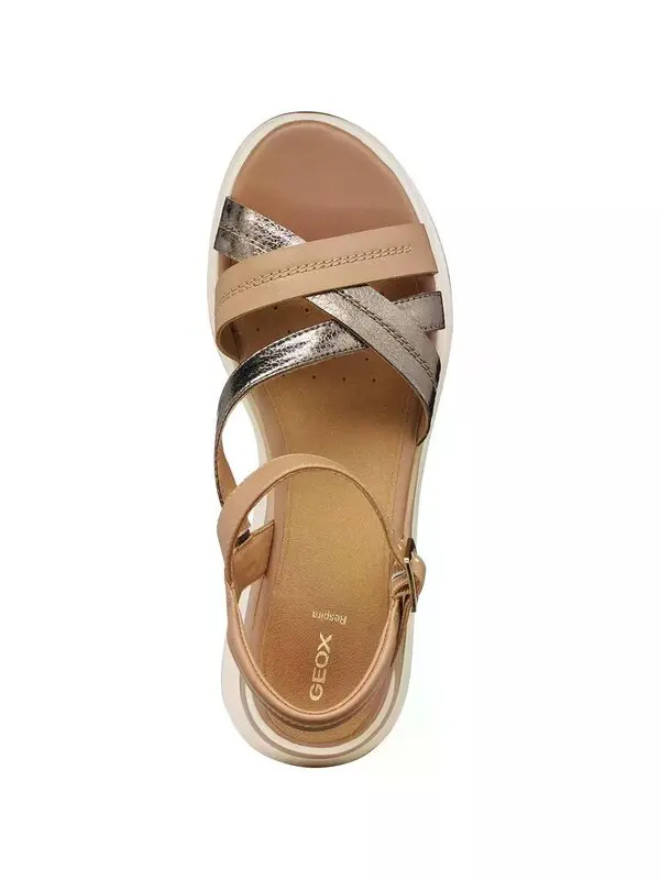 Geox Elowynne Metallic Crossover Strap Sandals