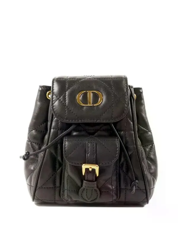 Dior Caro Nano Backpack In Leather - Black