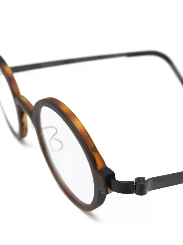 LINDBERG Tortoiseshell-effect Round-frame Glasses
