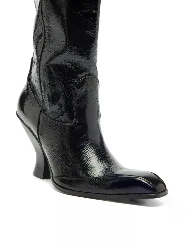 DIESEL® Patent Leather Square Toe Boots