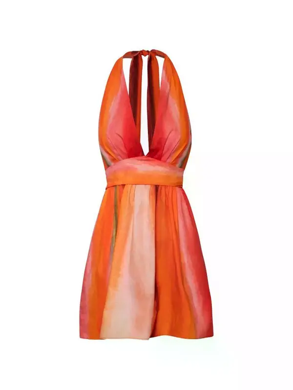 BAOBAB Agustina V-neck Ruched Mini Dress - Orange
