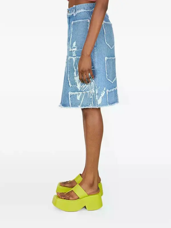 LOURDES Frayed Midi Skirt